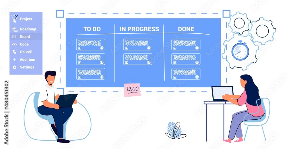 Kanban software development outline concept Agile visual project ...