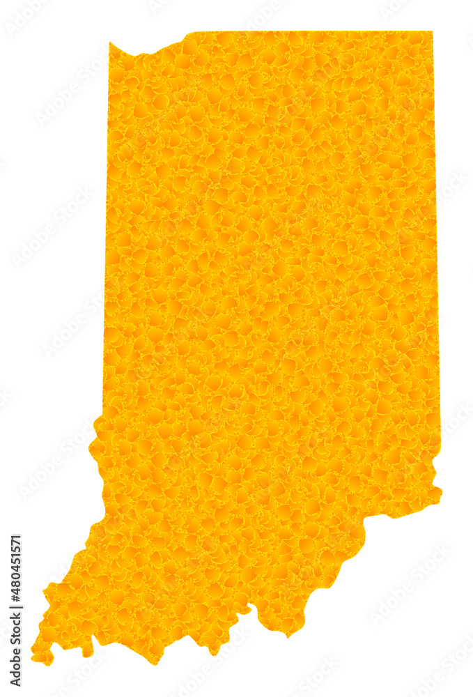 Vector Golden map of Indiana State. Map of Indiana State is isolated on ...