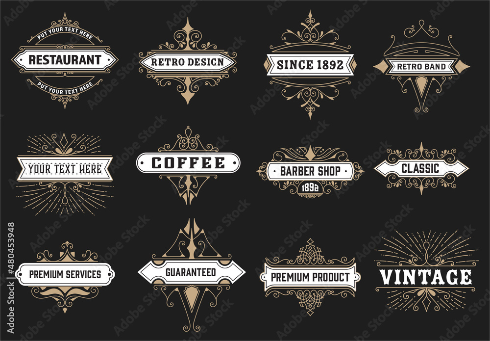 Pack of 12 Logos and Banners Stock Template | Adobe Stock