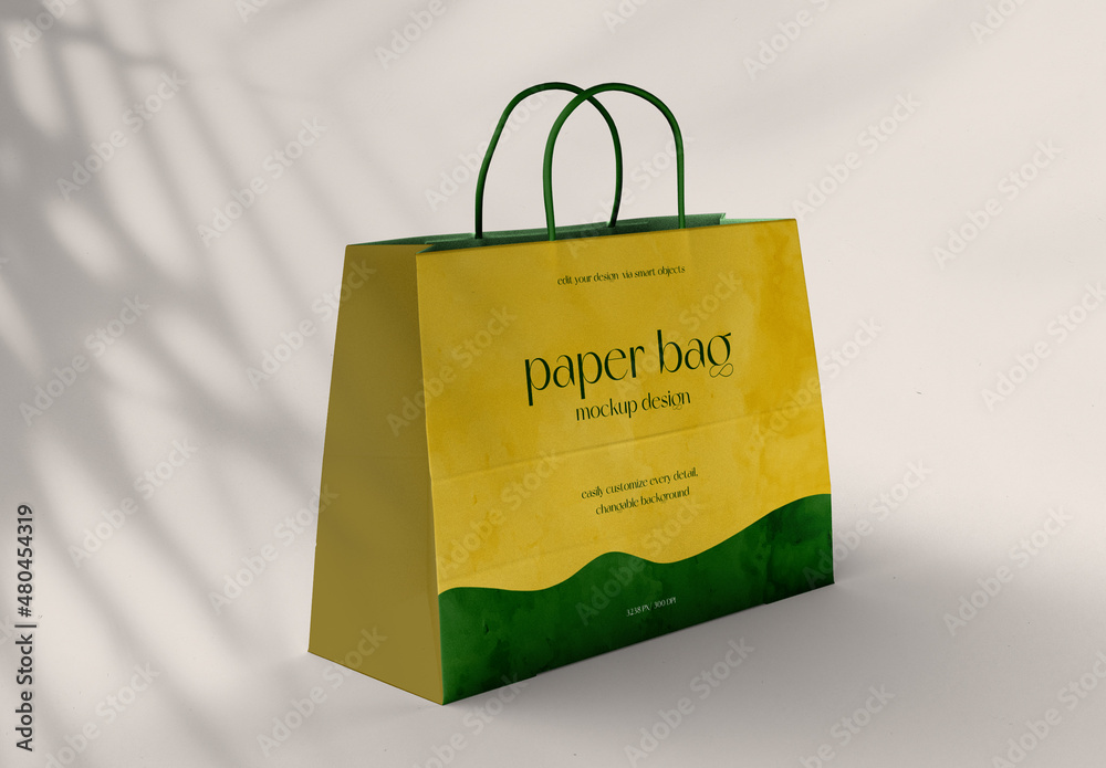 Paper Bag Mockup Design with Editable Background Stock Template | Adobe ...