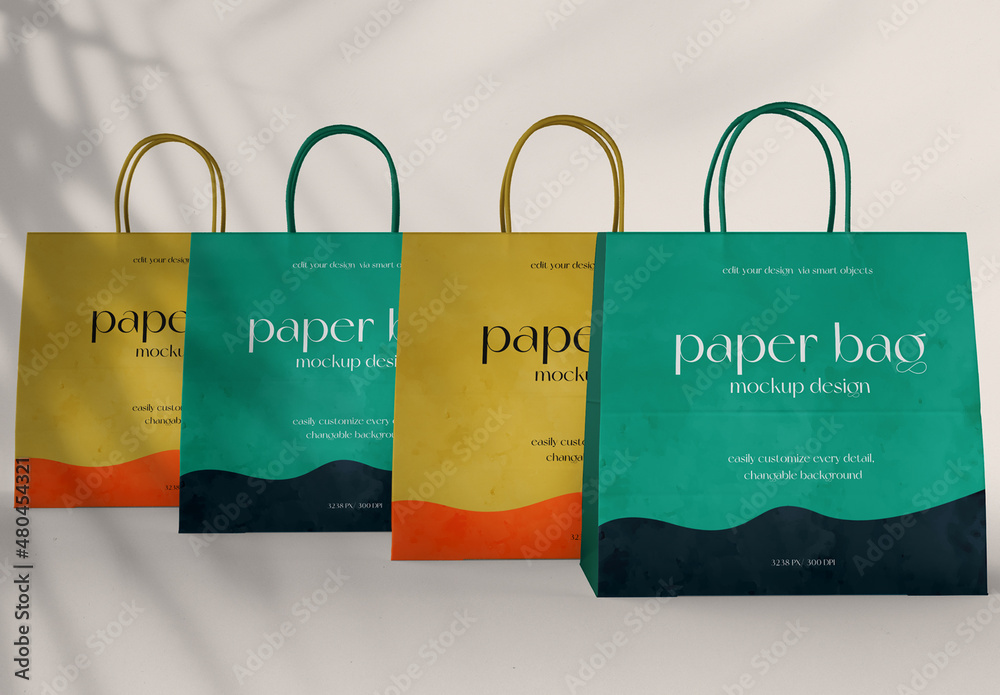 Paper Bag Mockup Design with Editable Background Stock Template | Adobe ...