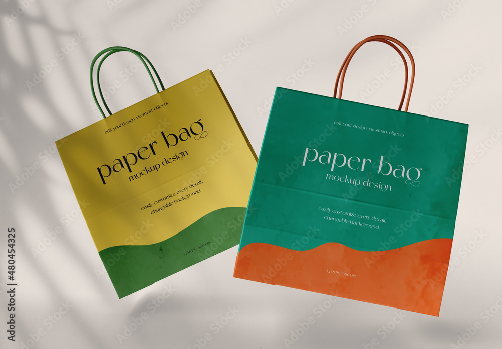 Paper Bag Mockup Design with Editable Background Stock Template | Adobe ...
