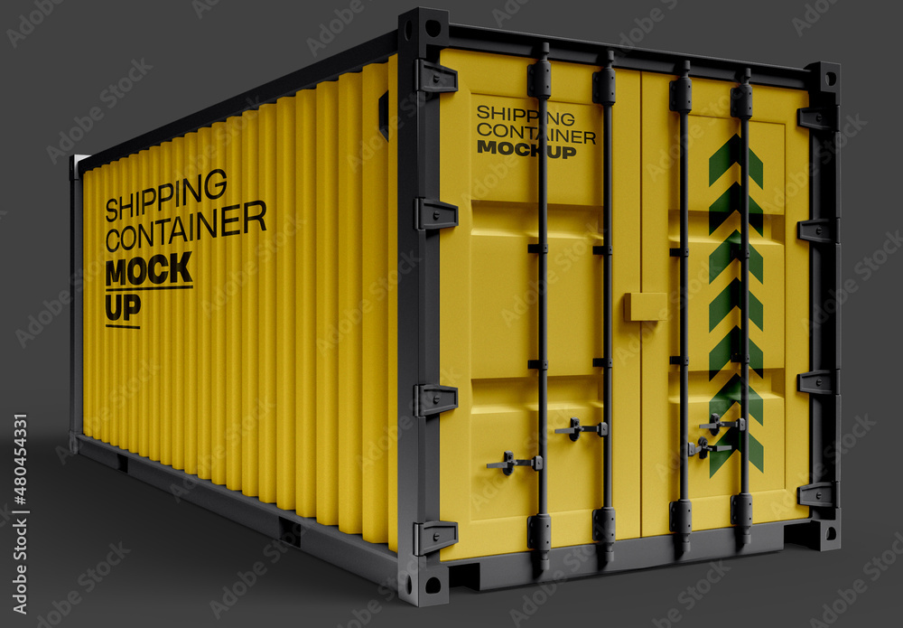 Shipping Container Mockup Design with Editable Background Stock ...