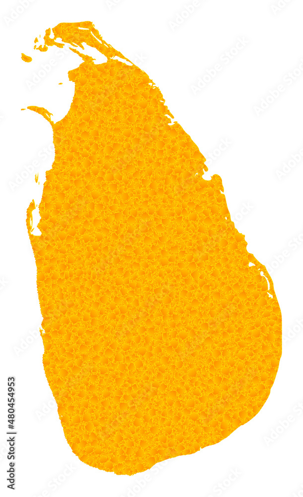 Vector Gold map of Sri Lanka. Map of Sri Lanka is isolated on a white ...