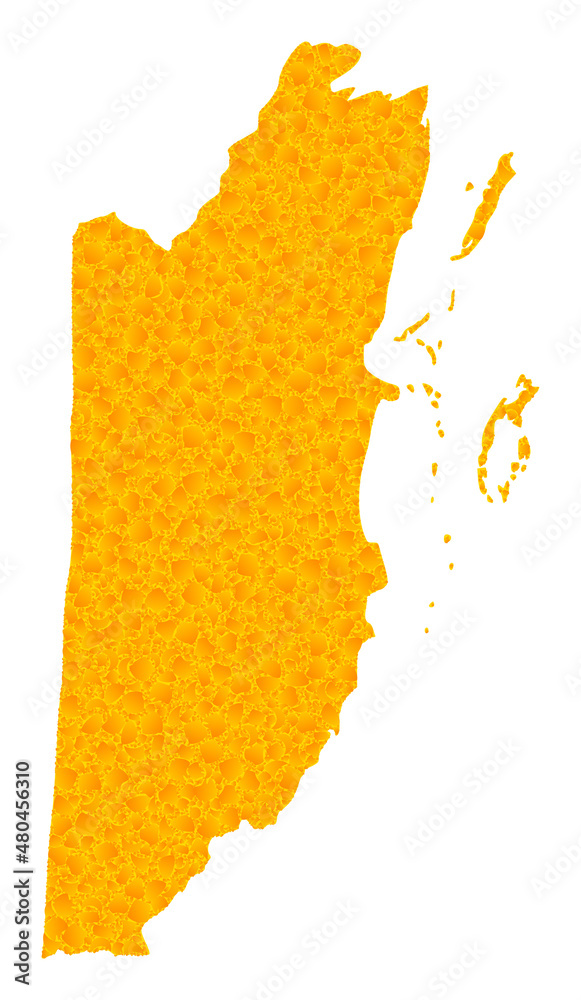 Vector Golden map of Belize. Map of Belize is isolated on a white ...