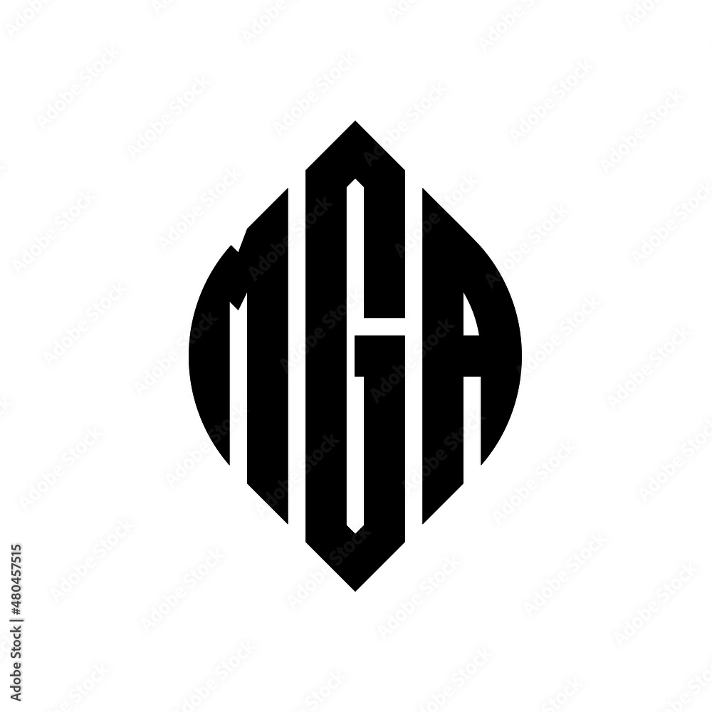 MGA circle letter logo design with circle and ellipse shape. MGA ...