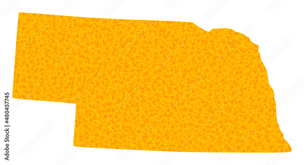 Vector Gold map of Nebraska State. Map of Nebraska State is isolated on ...