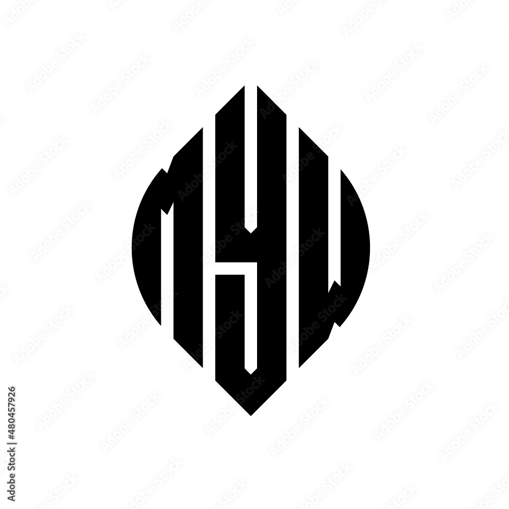 MYW circle letter logo design with circle and ellipse shape. MYW ...