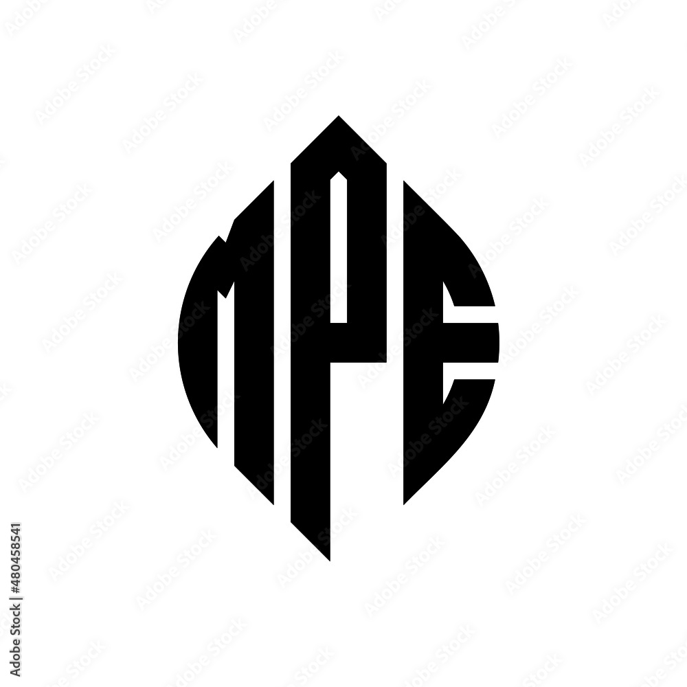 MPE circle letter logo design with circle and ellipse shape. MPE ...
