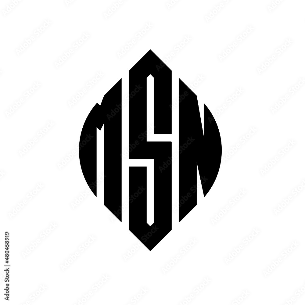 MSN circle letter logo design with circle and ellipse shape. MSN ...