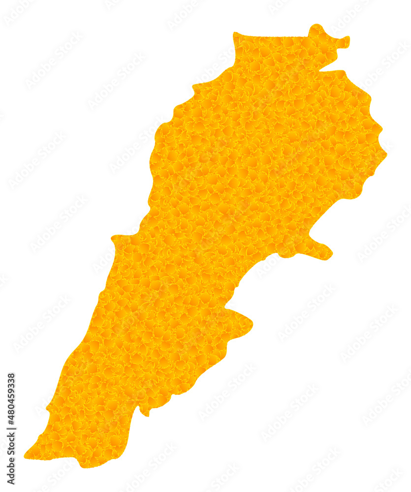 Vector Gold map of Lebanon. Map of Lebanon is isolated on a white ...