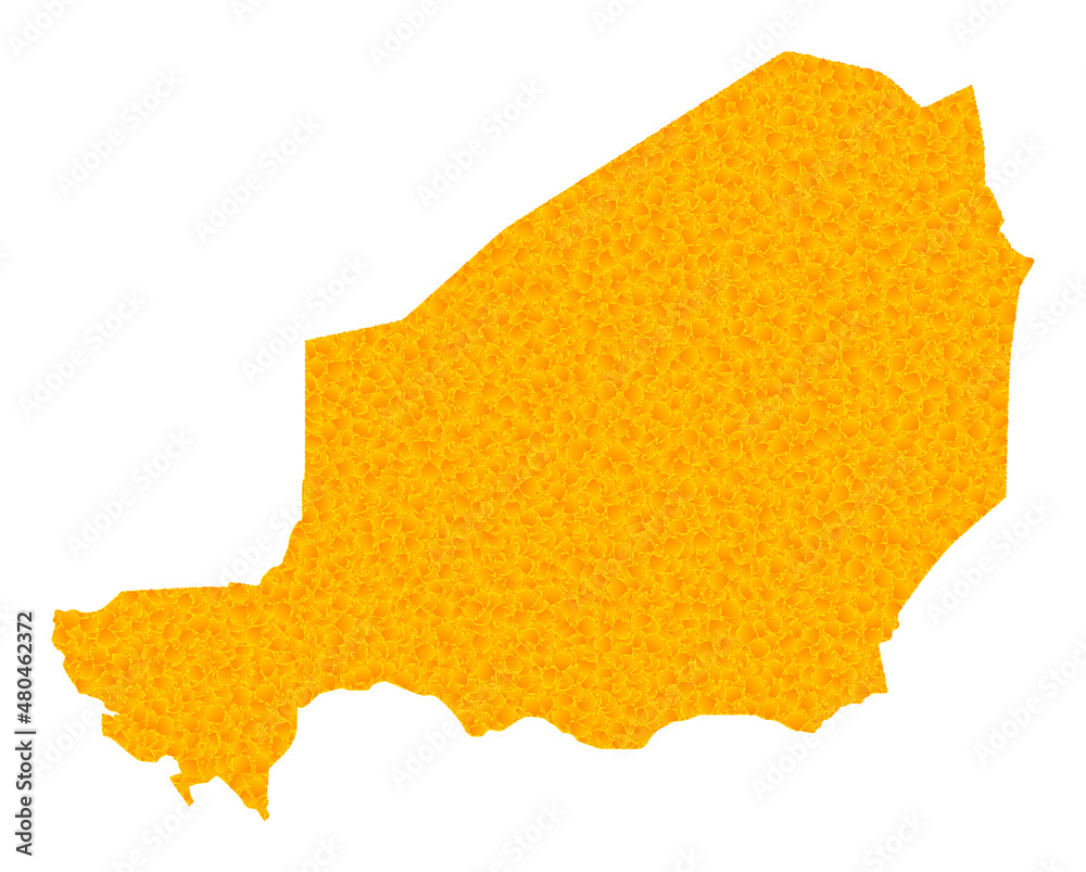 Vector Golden map of Niger. Map of Niger is isolated on a white ...