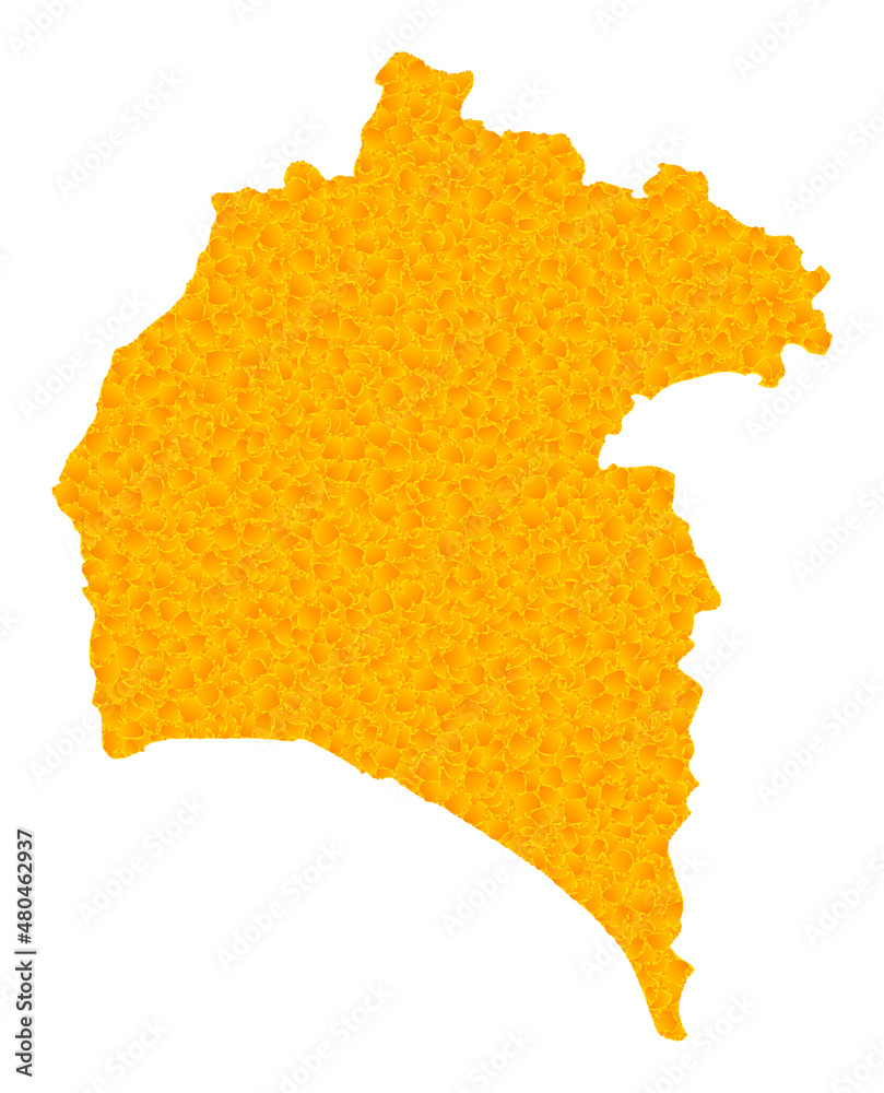 Vector Gold map of Huelva Province. Map of Huelva Province is isolated ...