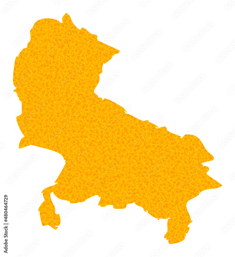 Vector Golden map of Uttar Pradesh State. Map of Uttar Pradesh State is ...