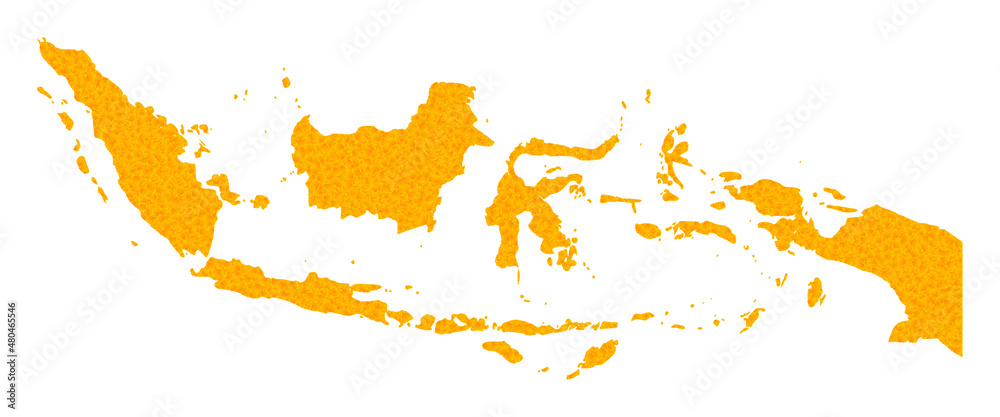 Vector Gold map of Indonesia. Map of Indonesia is isolated on a white ...