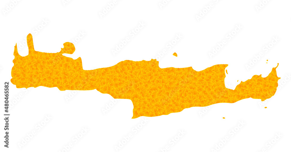 Vector Gold map of Crete Island. Map of Crete Island is isolated on a ...