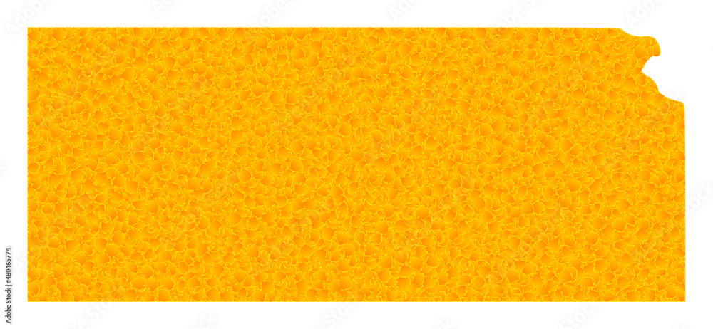 Vecteur Stock Vector Golden map of Kansas State. Map of Kansas State is ...