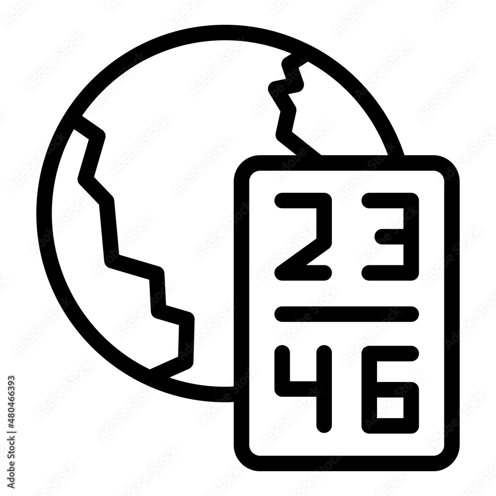 Globe time zone icon outline vector. Clock map Stock Vector | Adobe Stock