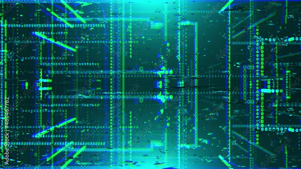 Transmission corruption 3d data render in cyber structure of matrix ...