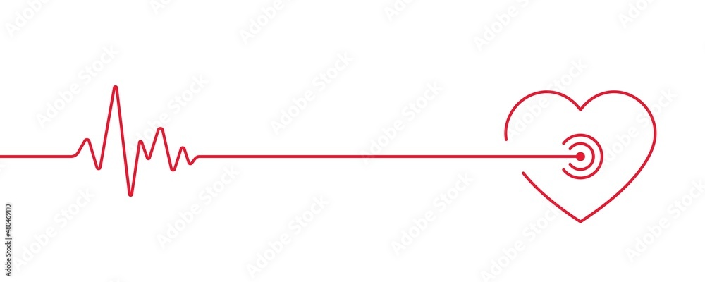 Love heartbeat line background, Pulse trace, ECG or EKG Cardio graph ...