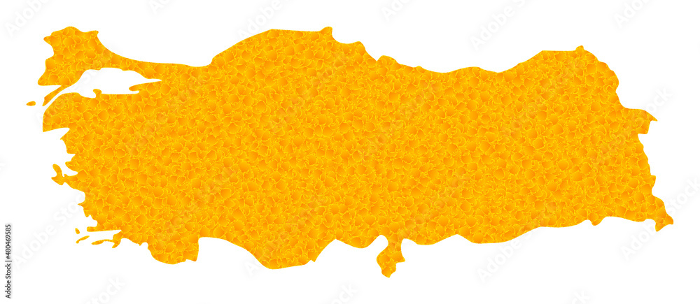 Vector Golden map of Turkey. Map of Turkey is isolated on a white ...