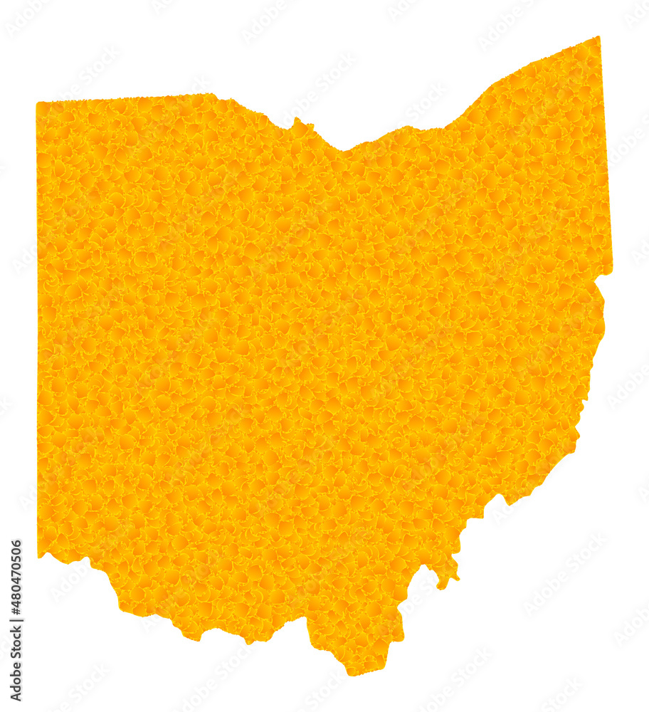 Vector Gold map of Ohio State. Map of Ohio State is isolated on a white ...