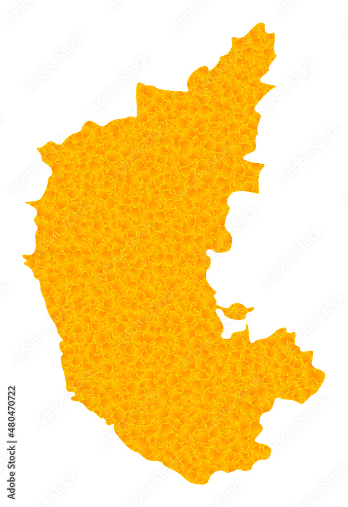 Vector Golden map of Karnataka State. Map of Karnataka State is ...