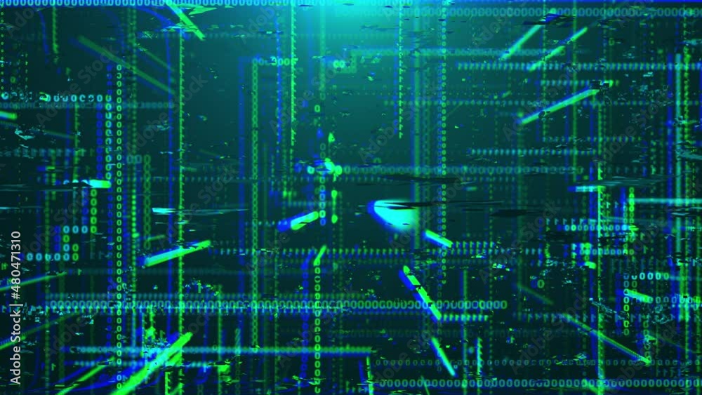 Transmission corruption 3d data render in cyber structure of matrix ...