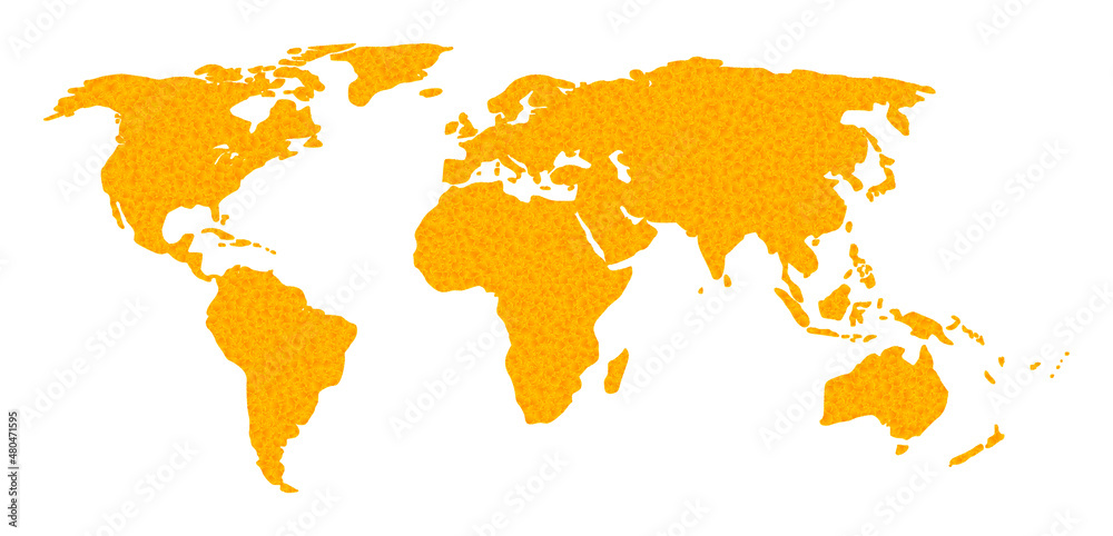 Vector Golden map of world. Map of world is isolated on a white ...