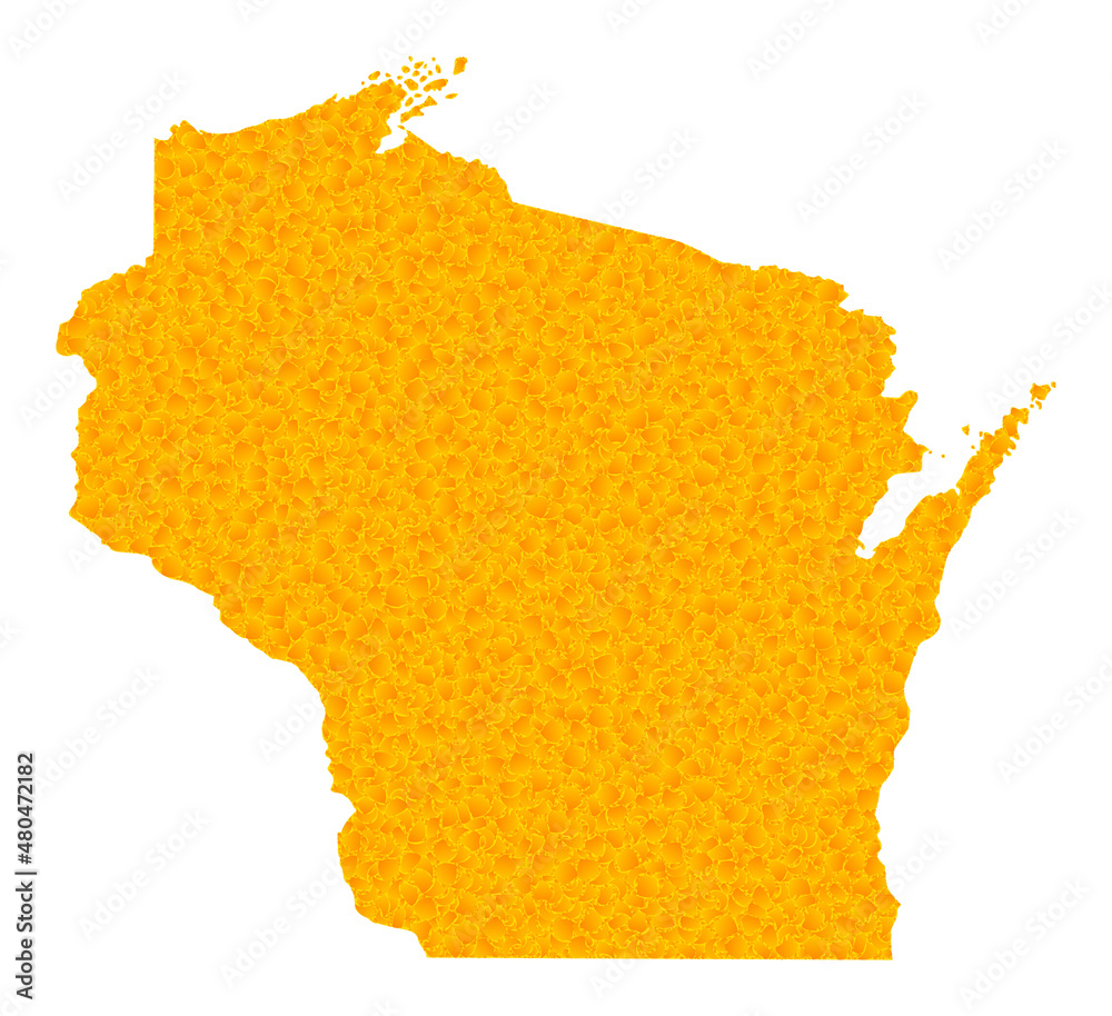 Vector Gold map of Wisconsin State. Map of Wisconsin State is isolated ...