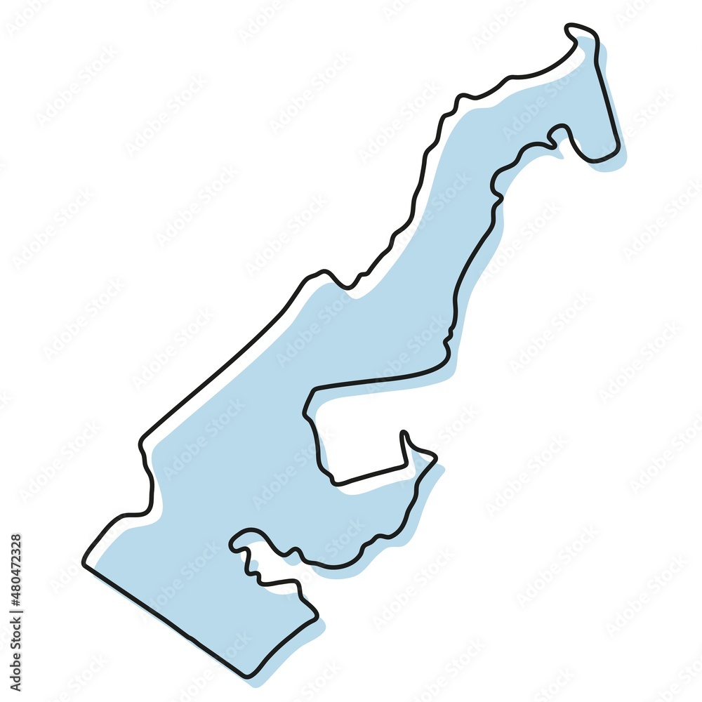 Stylized simple outline map of Monaco icon. Blue sketch map of Monaco ...