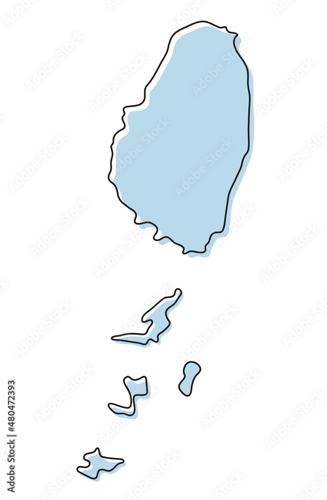 Stylized simple outline map of Saint Vincent and the Grenadines icon ...