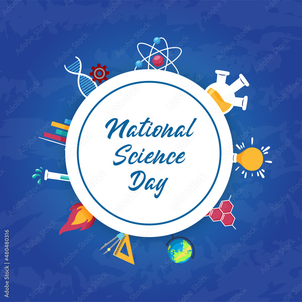 Flat National science day background Vector Illustration. Science day ...