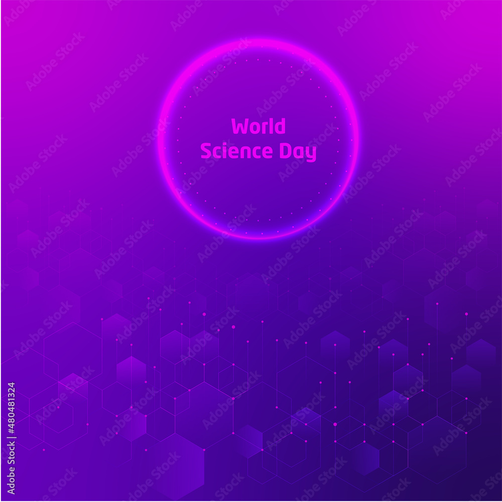 Purple Gradient World Science Day Design. Science Day design with ...