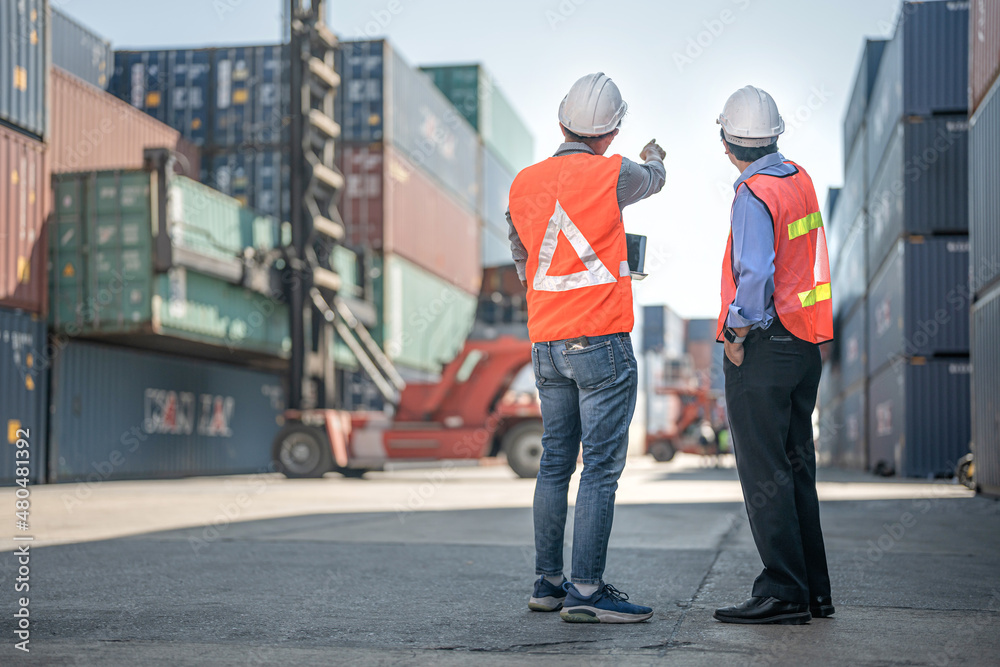 workers, Engineer, Technician checking and inspecting on site ...