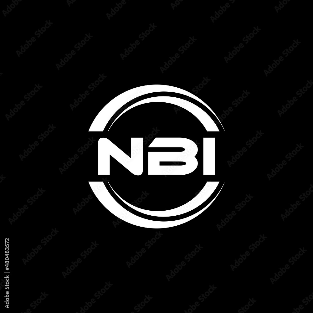 NBI letter logo design with black background in illustrator, vector ...