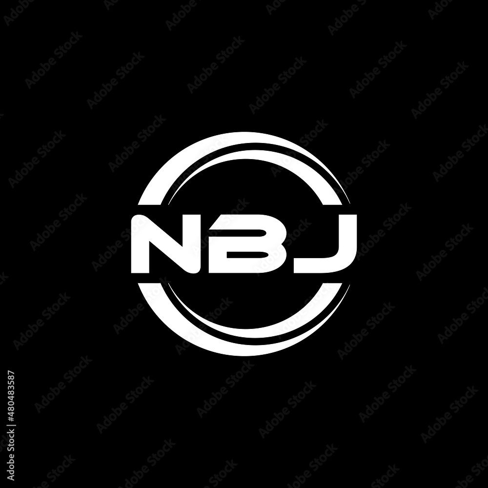 NBJ letter logo design with black background in illustrator, vector ...