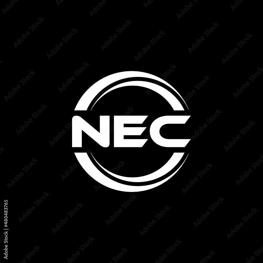 NEC letter logo design with black background in illustrator, vector ...