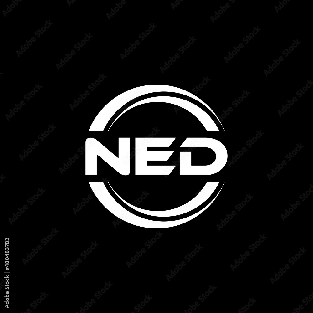 Vecteur Stock NED letter logo design with black background in ...