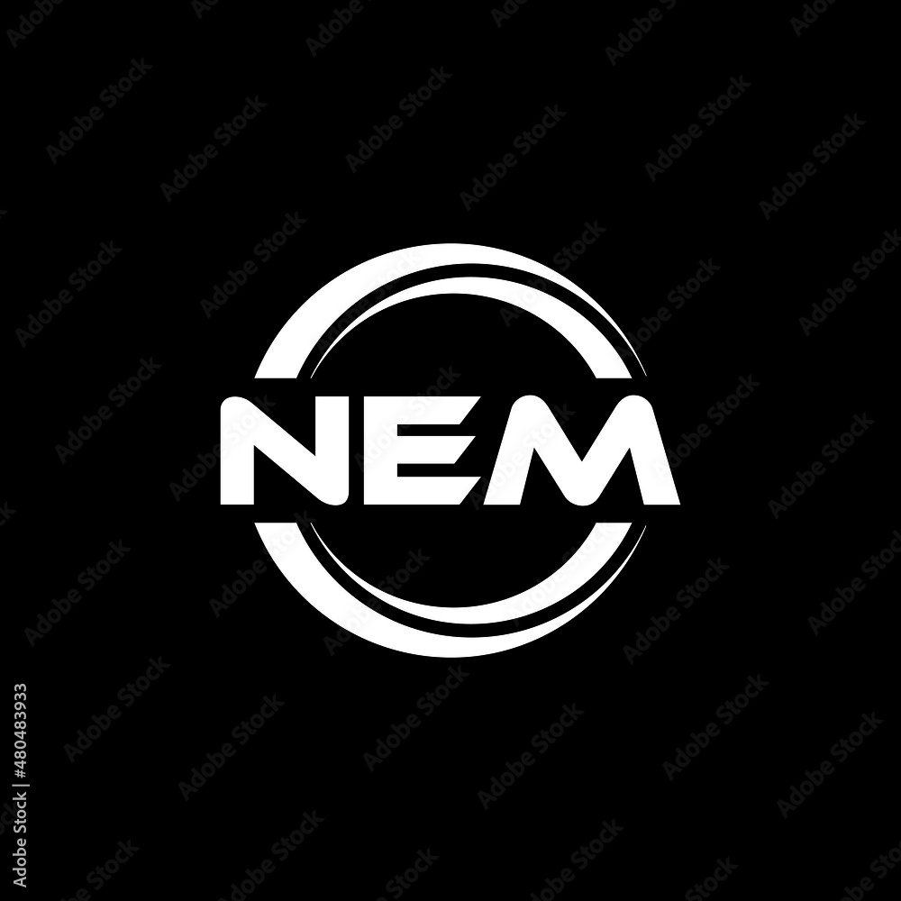 NEM letter logo design with black background in illustrator, vector ...