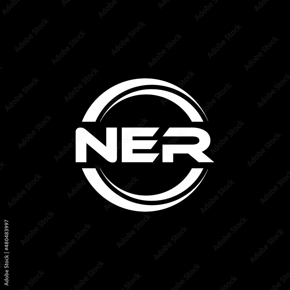 NER letter logo design with black background in illustrator, vector ...