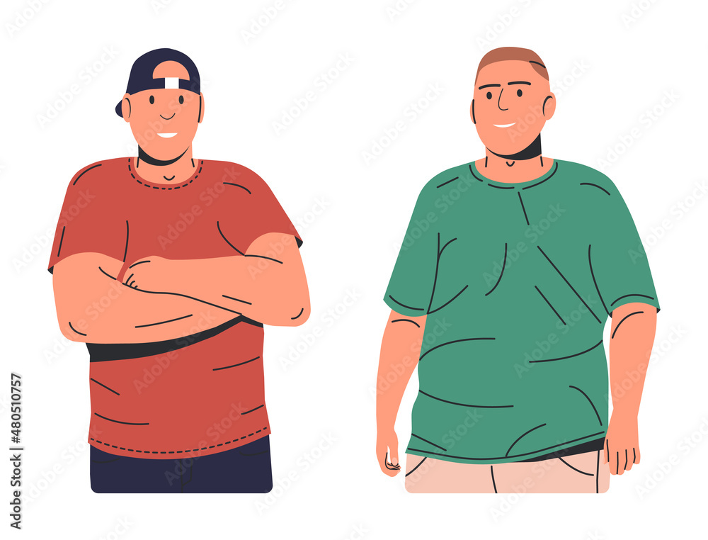 Fat vs Fit Man Isolated. Male Body Overweight and Muscle Comparison ...
