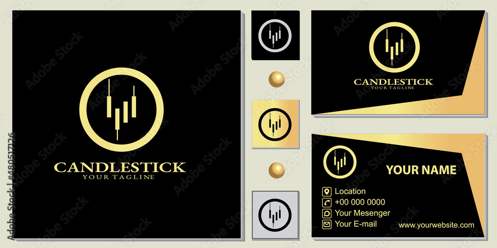 Luxury gold chart forex circle logo premium template with elegant ...