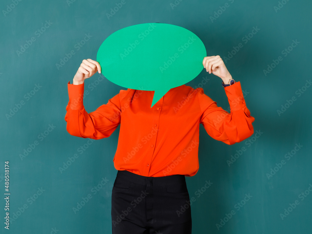 Portrait studio shot of unrecognizable unknown female teacher or ...