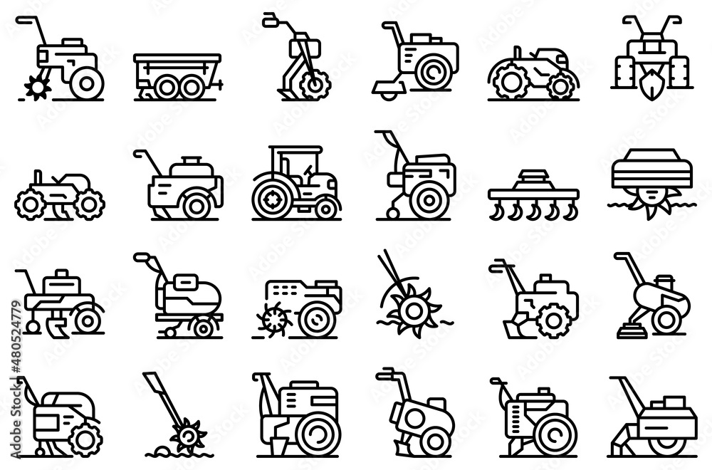Cultivator machine icon outline vector. Agriculture agronomy Stock ...
