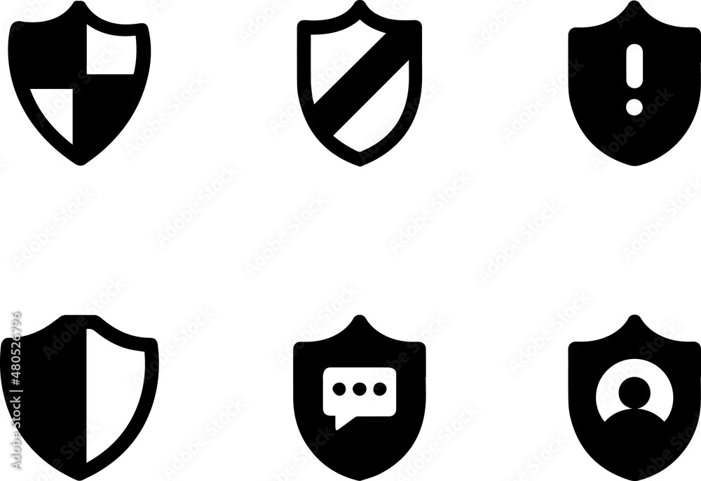 shield icon set. checkmark man icon. protection guard safe sign. set of ...