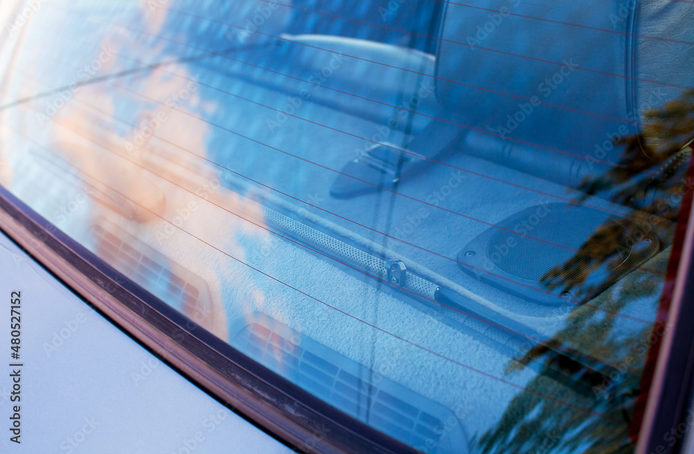 Curtain on the rear window of a vintage car Stock Photo | Adobe Stock