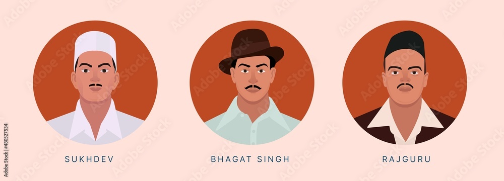 Vecteur Stock 23 March 1931: Indian freedom fighters Bhagat Singh ...