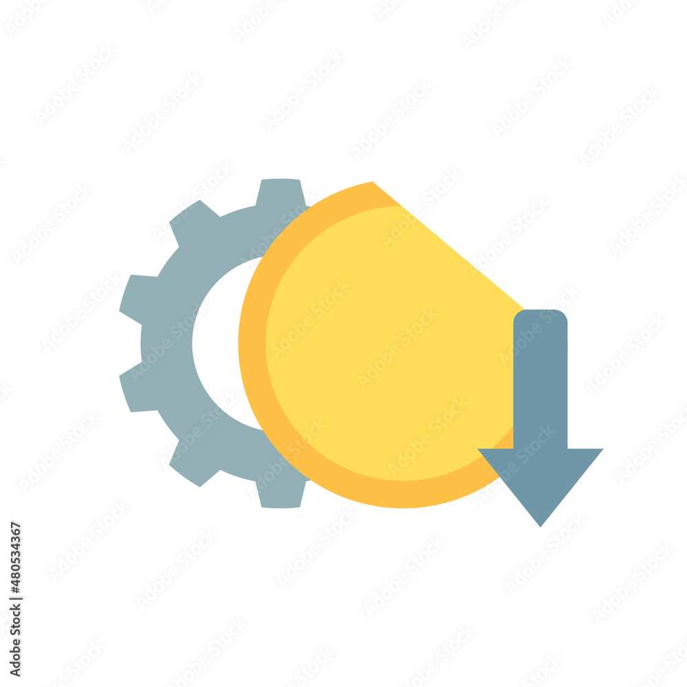 Cost reduction vector. Cost saving icon, flat illustration. Coin symbol ...