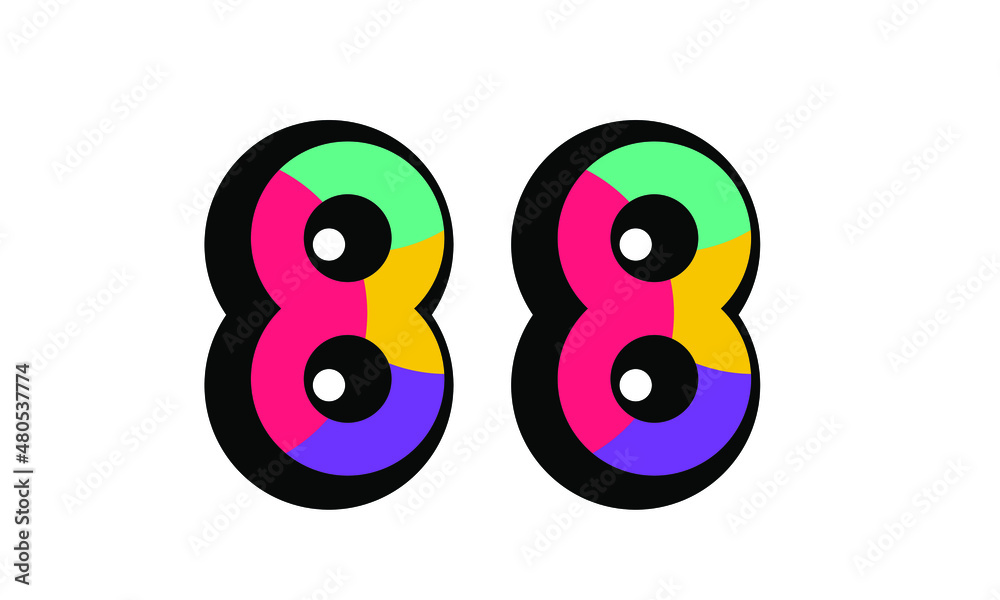 88 New Number Modern Fresh Color Youth Stock Vector | Adobe Stock